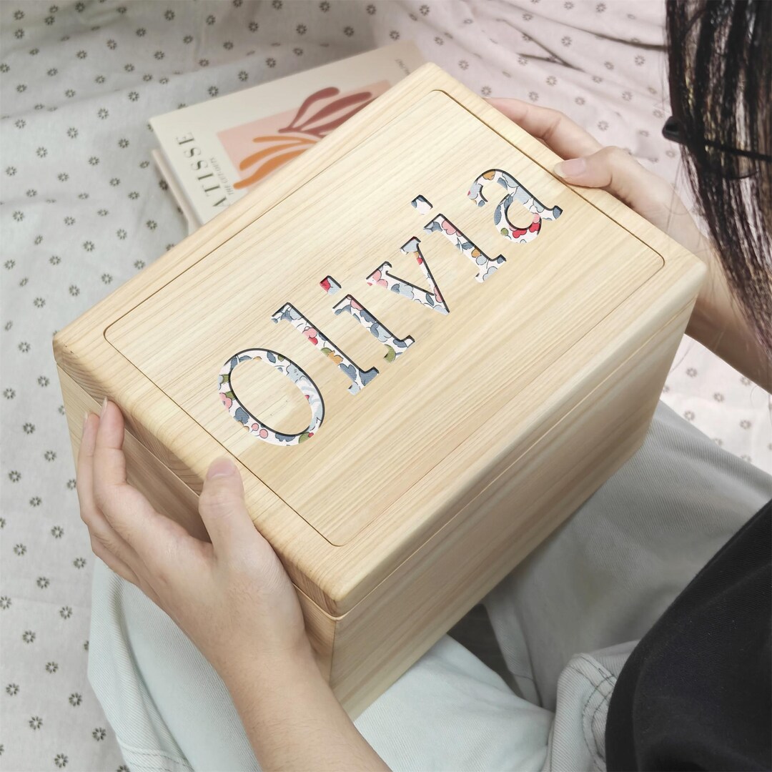 Custom Name Solid Wood Storage Gift Box With Magnetic Closure Lid ...