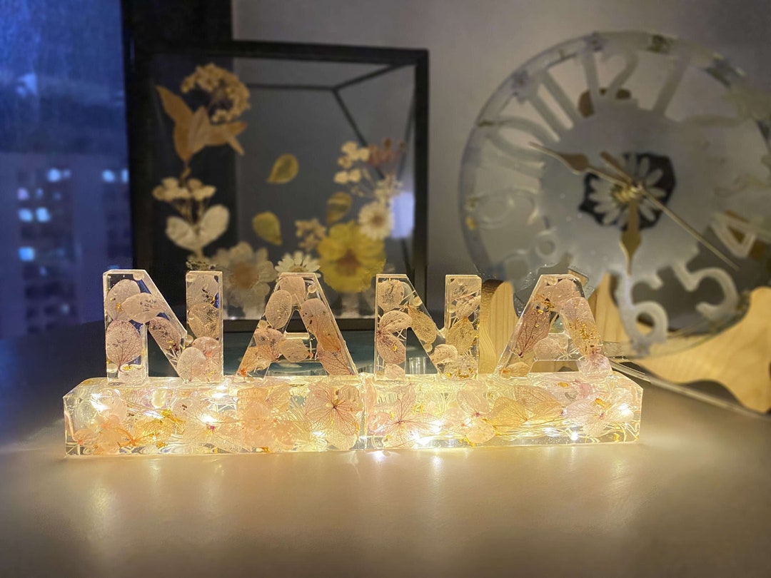 Personalized Siamese Letter Preserved Flower Resin Name Nightlight ...