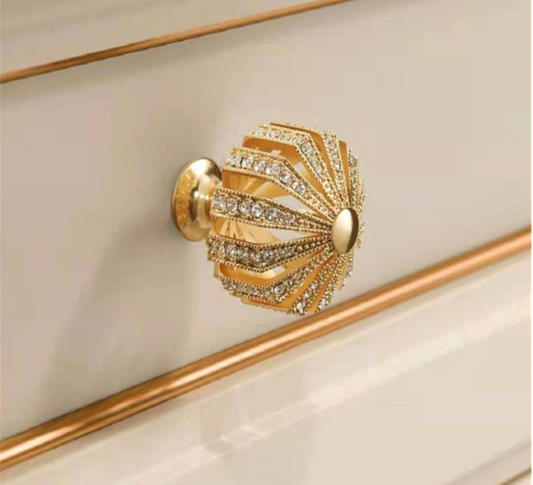 Beautiful Diamond Crystal Brass Knob | Luxurious Drawer Knob | Cabinet ...