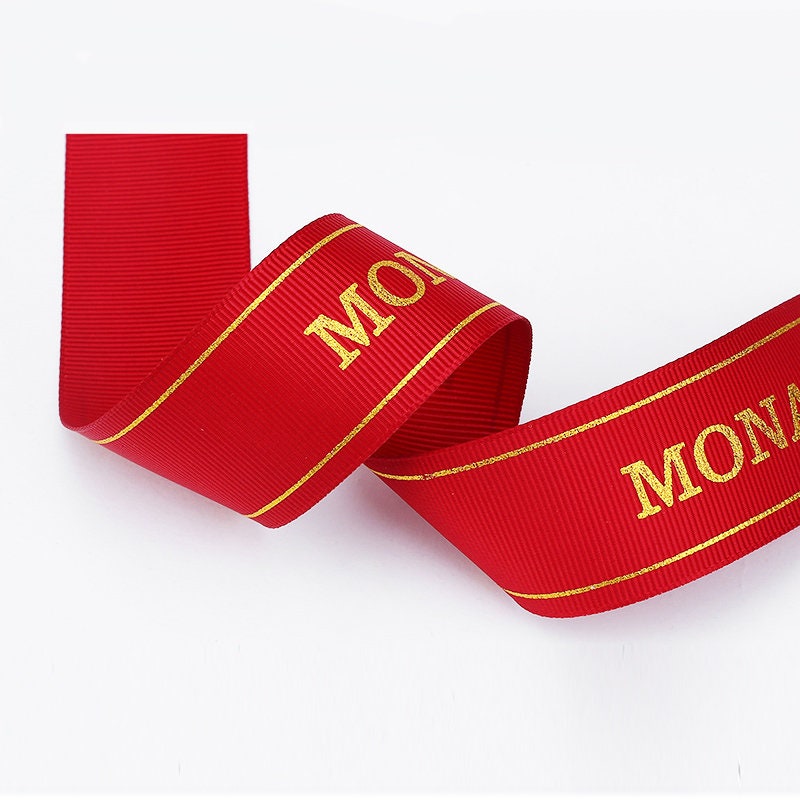 Personalized Metallic Gold Logo Grosgrain Ribbon: Custom Branding, 100 ...