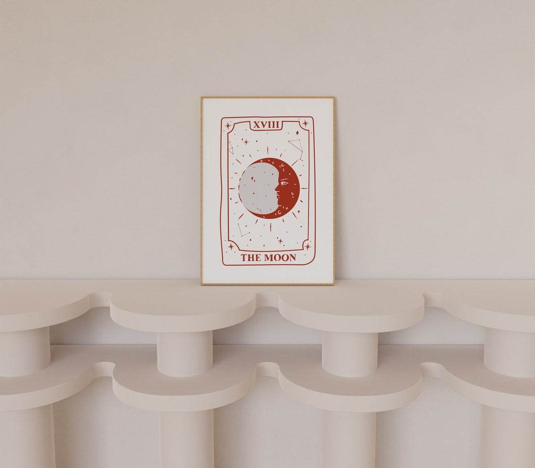 The Moon Card Tarot, Sun and Moon Print, Tarot Wall Art, Tarot Prints ...