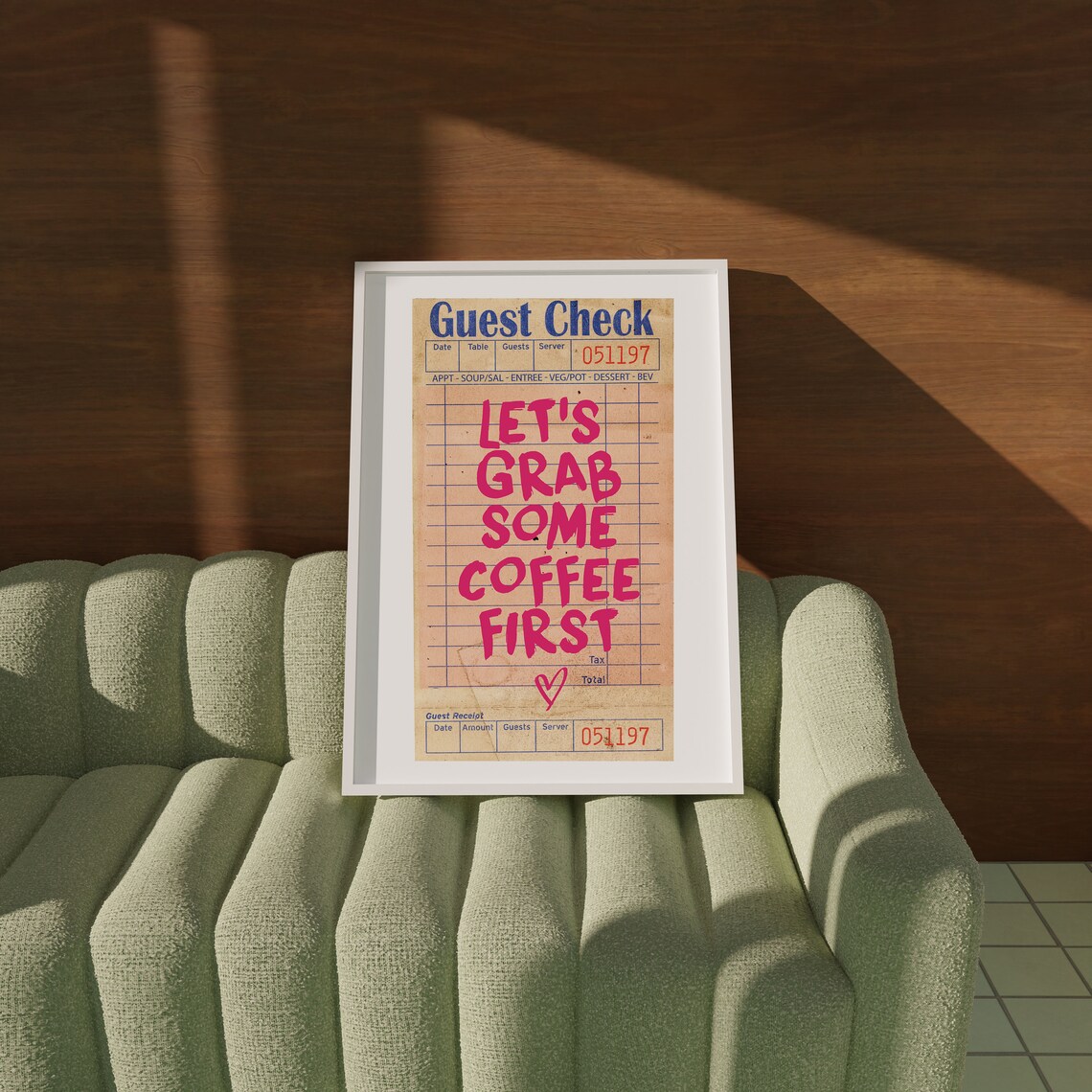 Let's Grab Some Coffee First, Guest Check Poster, Coffee First, Coffee ...