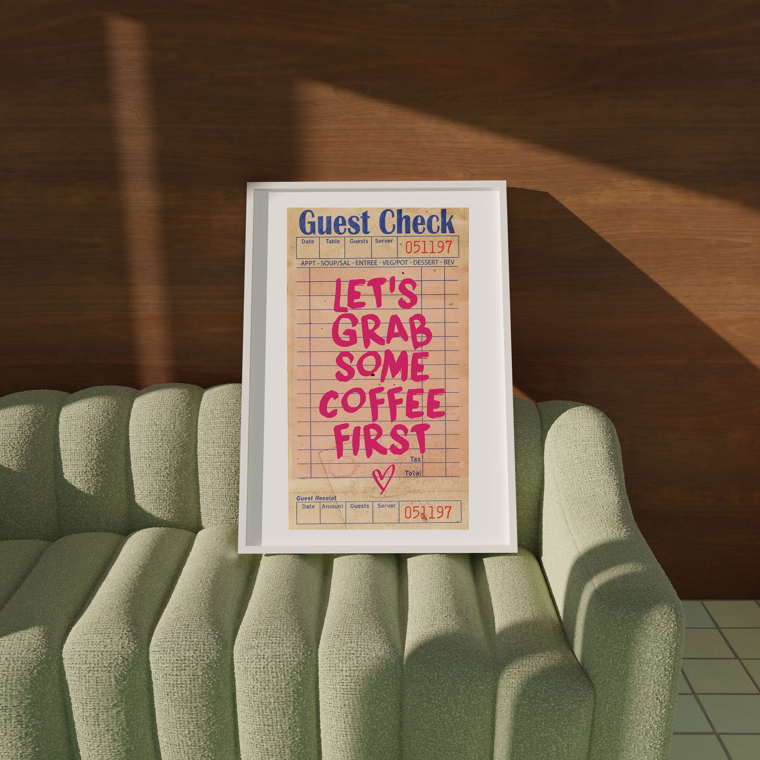 Let's Grab Some Coffee First, Guest Check Poster, Coffee First, Coffee ...