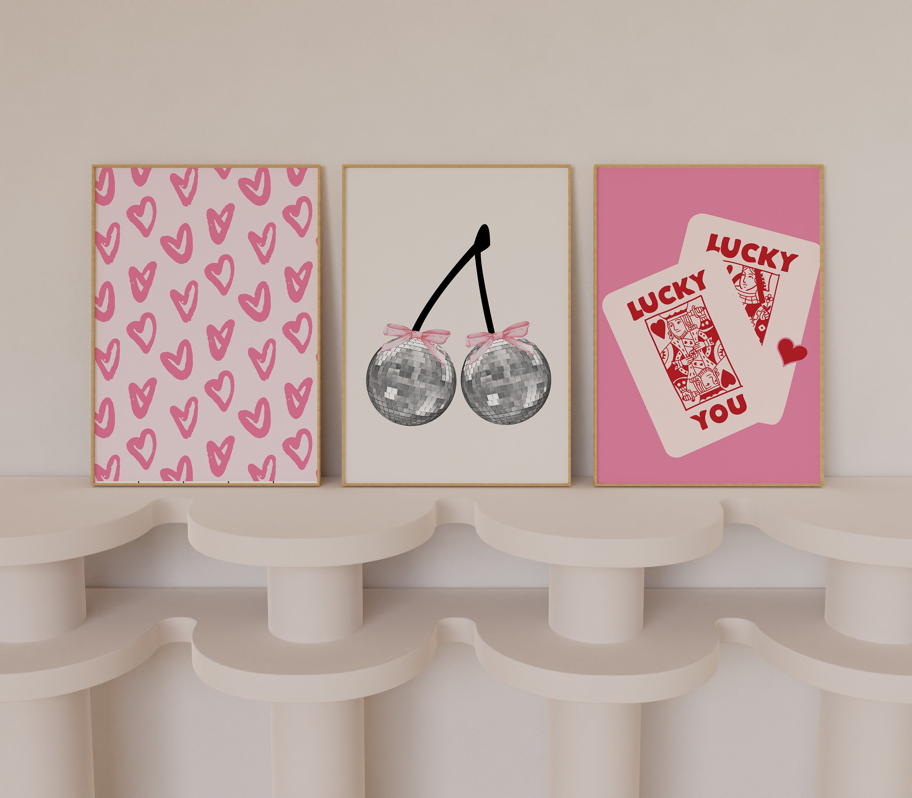 Pink Preppy Wall Art Set of 9, Blush Light Pink Art, Cute Apartment ...