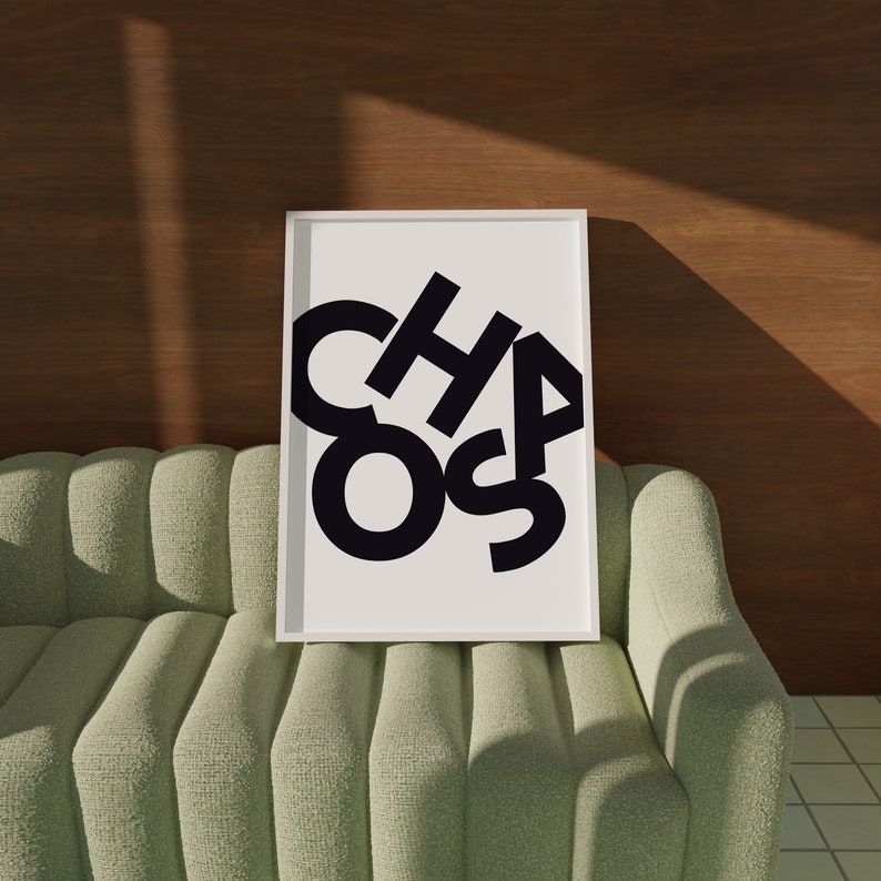 Chaos Quote Poster, Chaos Print, Bold Print, Black and White ...