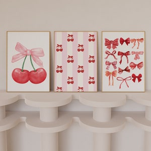 Coquette Room Decor Aesthetic, Trendy Red Bows Wall Art, Preppy Posters ...