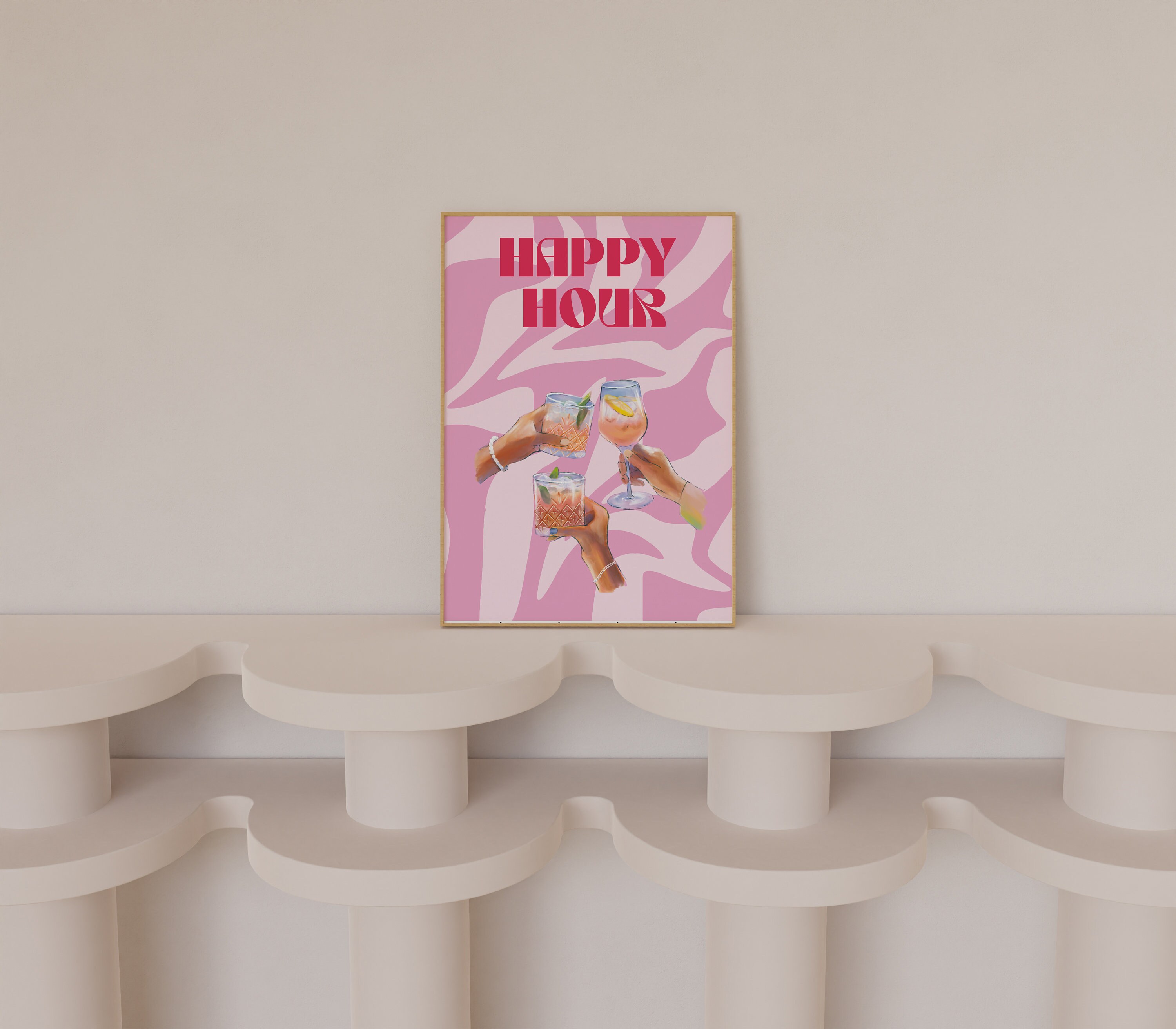 Trendy Bar Cart Set, Cocktail Print Set of 3, Happy Hour Print, Keep Em ...