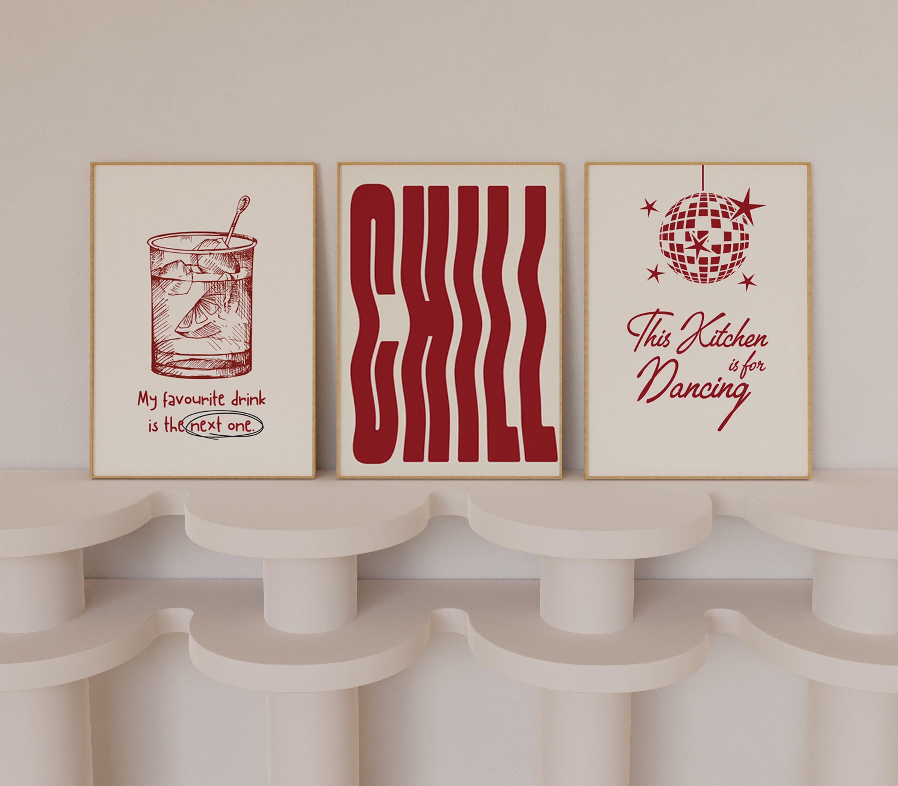 Trendy Retro Wall Set 15, Bar Cart Prints, Guest Check Print, Lucky You ...