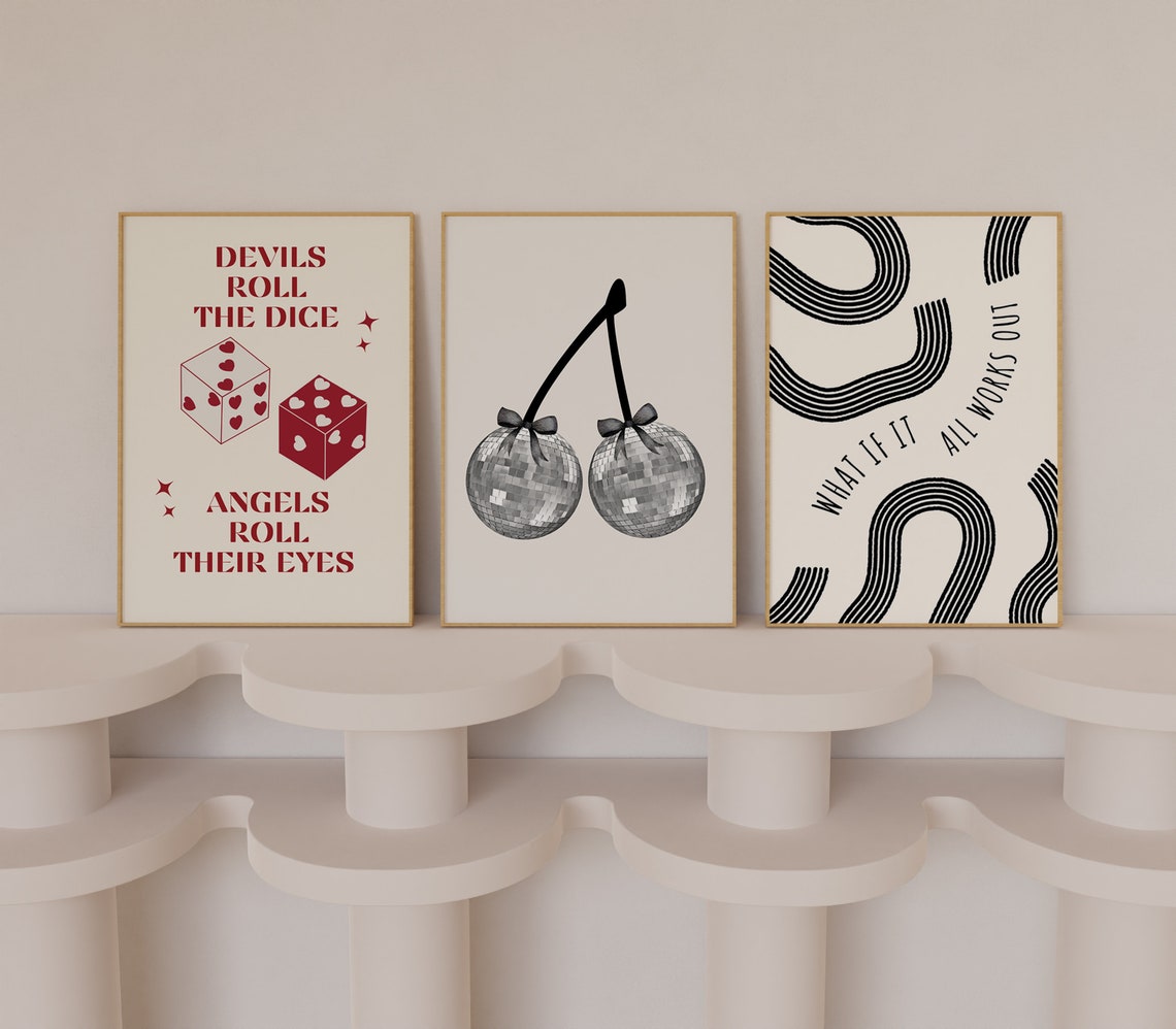 Trendy Bar Cart Set 20, Gallery Wall Set, Preppy Y2k Room Decor ...