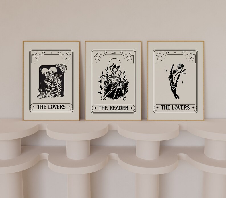Skeleton Tarot Card Print, the Lovers Tarot Card, Tarot Card Prints ...