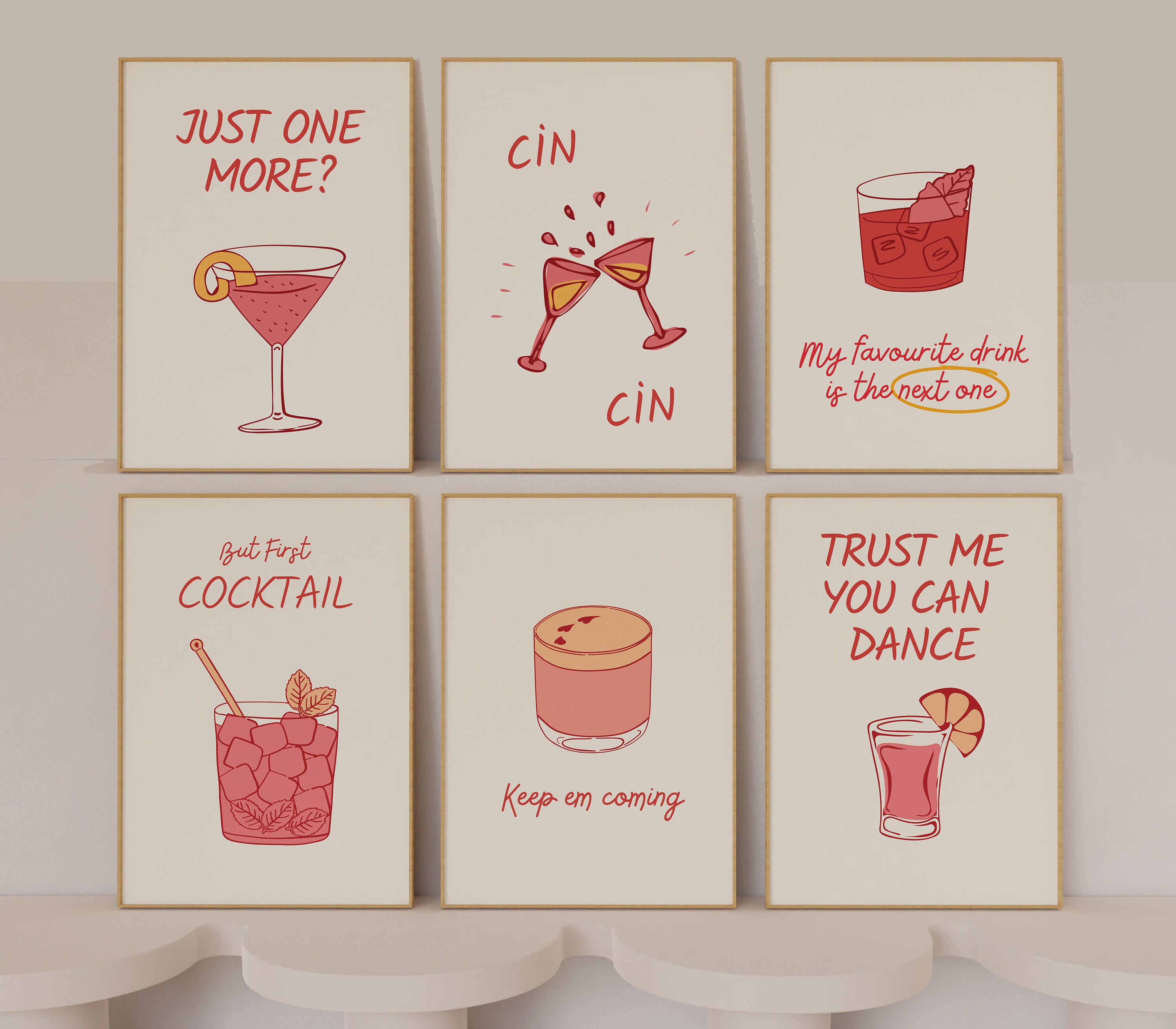 Cocktail Wall Art Bundle Cocktail Gallery Wall Set Bar Cart - Etsy