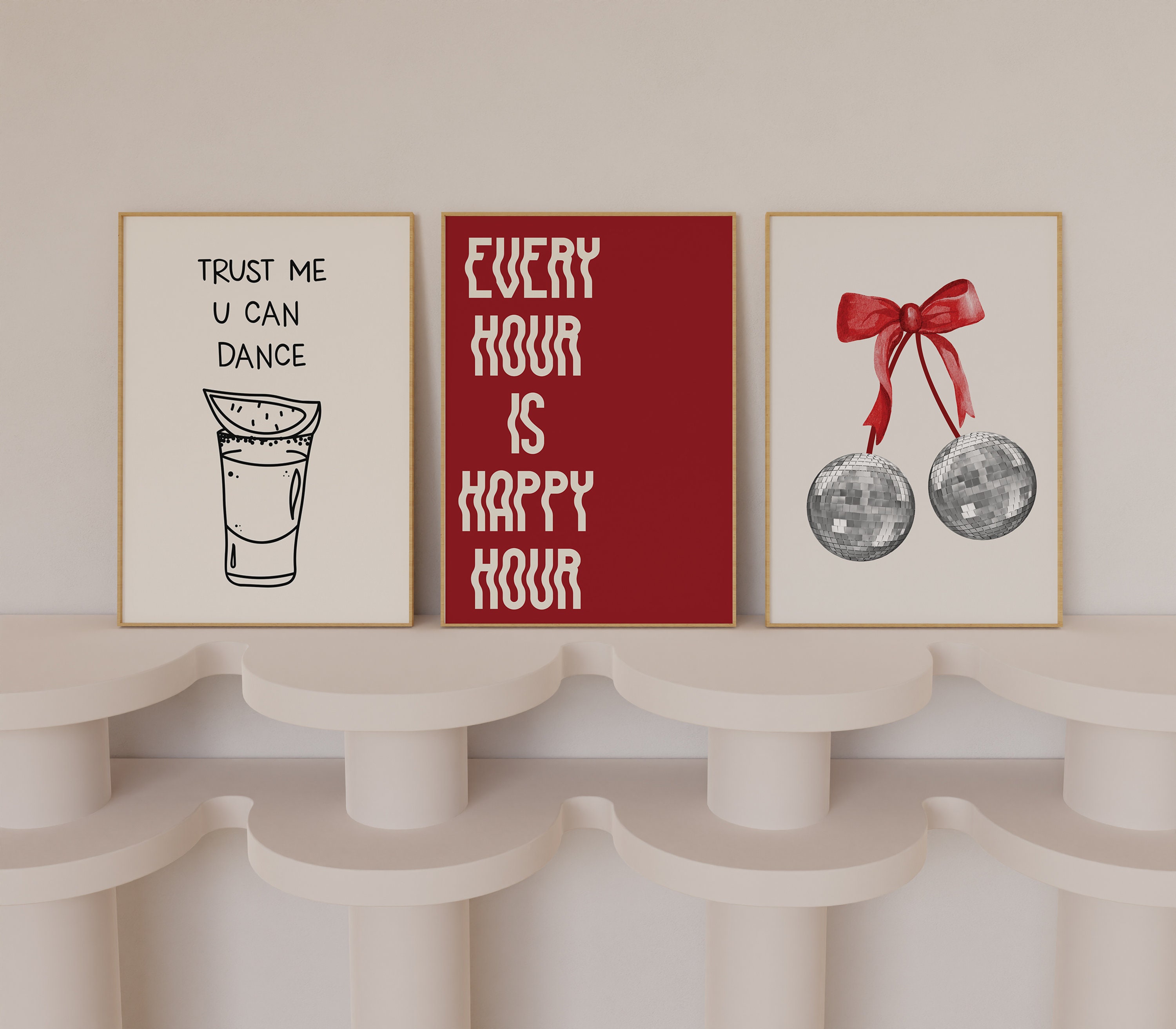 Trendy Bar Cart Set 20, Gallery Wall Set, Preppy Y2k Room Decor ...