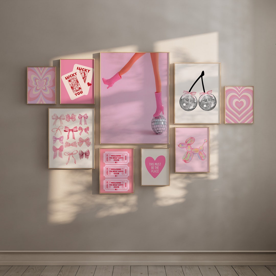 Pink Room Decor Aesthetic Gallery Wall Set, Girly Room Decor, Trendy ...