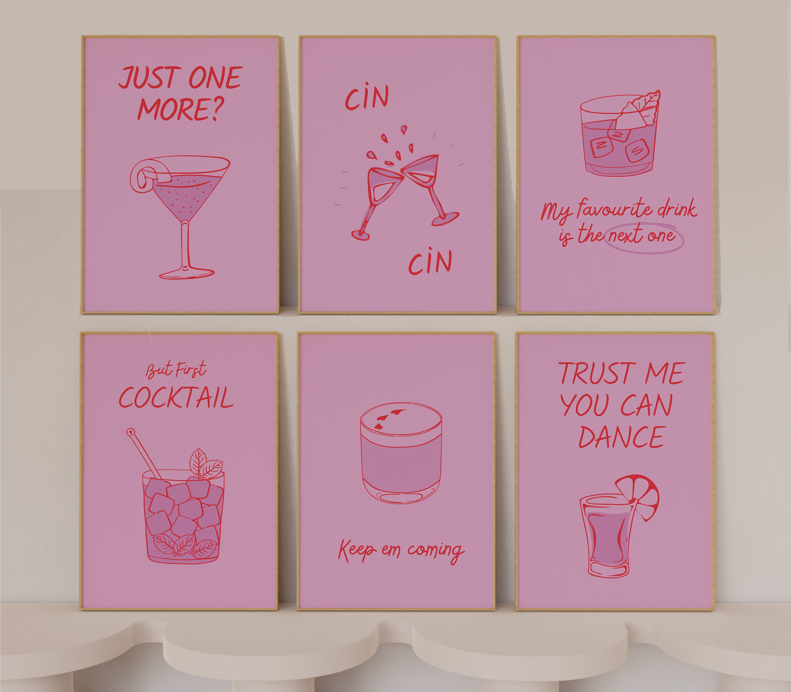 Trust Me You Can Dance, Alcohol Print, Pink Cocktail Art, Bar Cart ...
