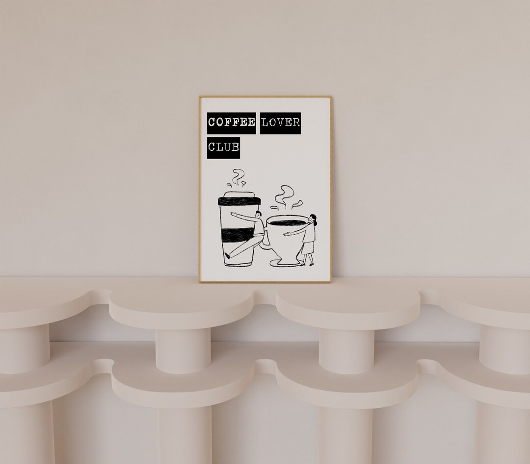 Coffee Lover Club Print, Coffee Wall Decor, Coffee Shop Decor, Vintage ...