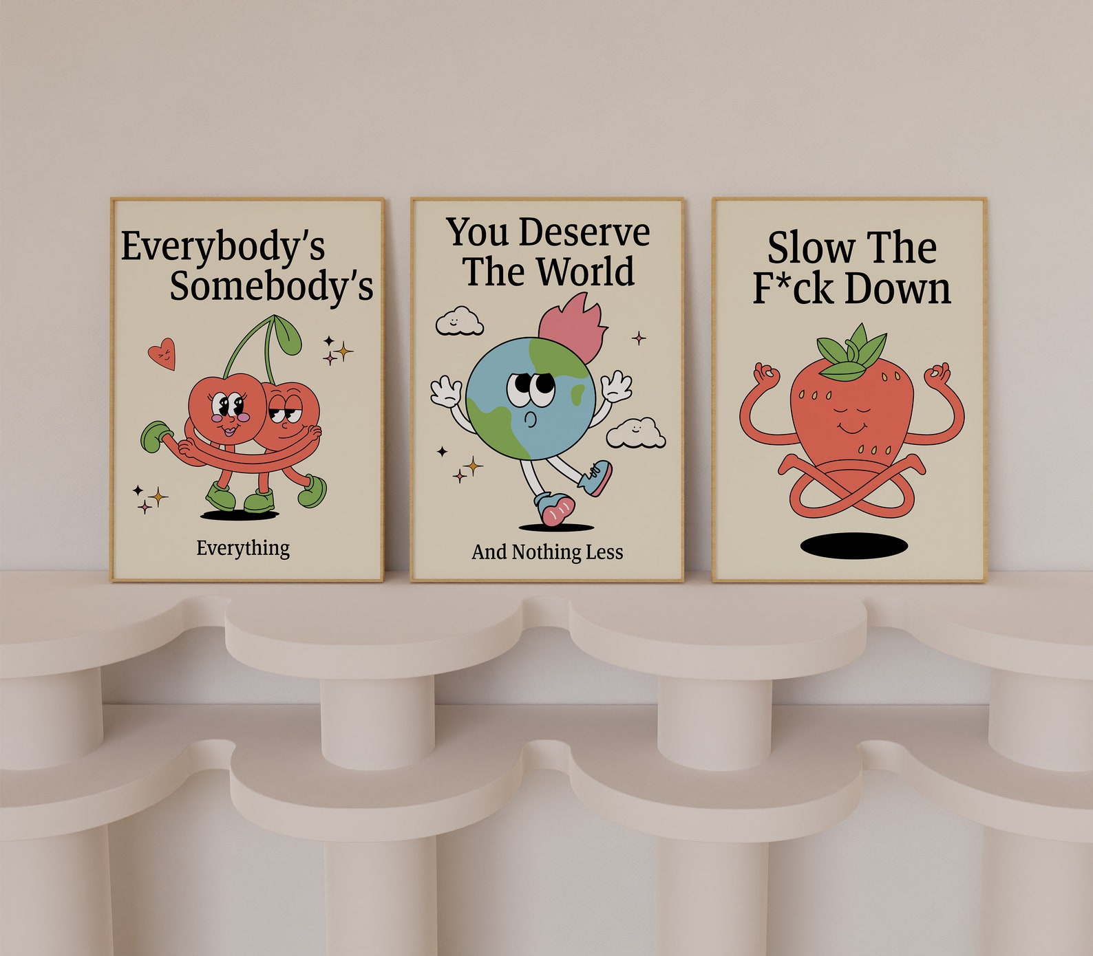 Retro Printable Wall Art Set of 9, Retro Quote Wall Print, Vintage ...