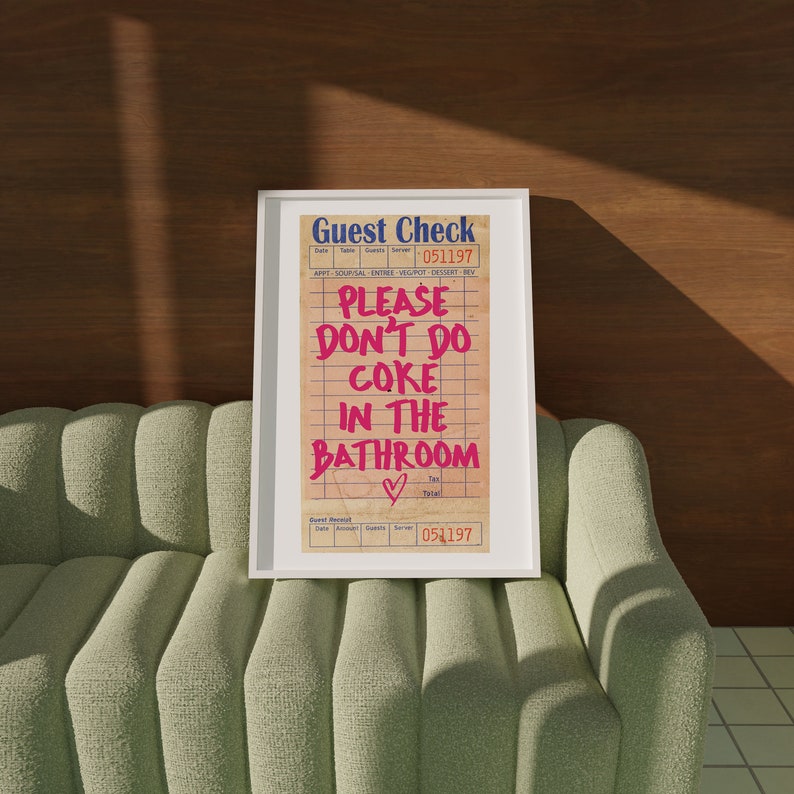 Guest Check Poster Please Don't Do Coke in the Bathroom - Etsy
