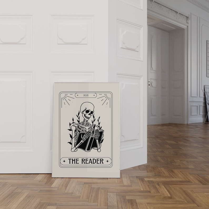 The Reader Tarot Card, Tarot Card Gift, Skeleton Art,printable Tarot ...