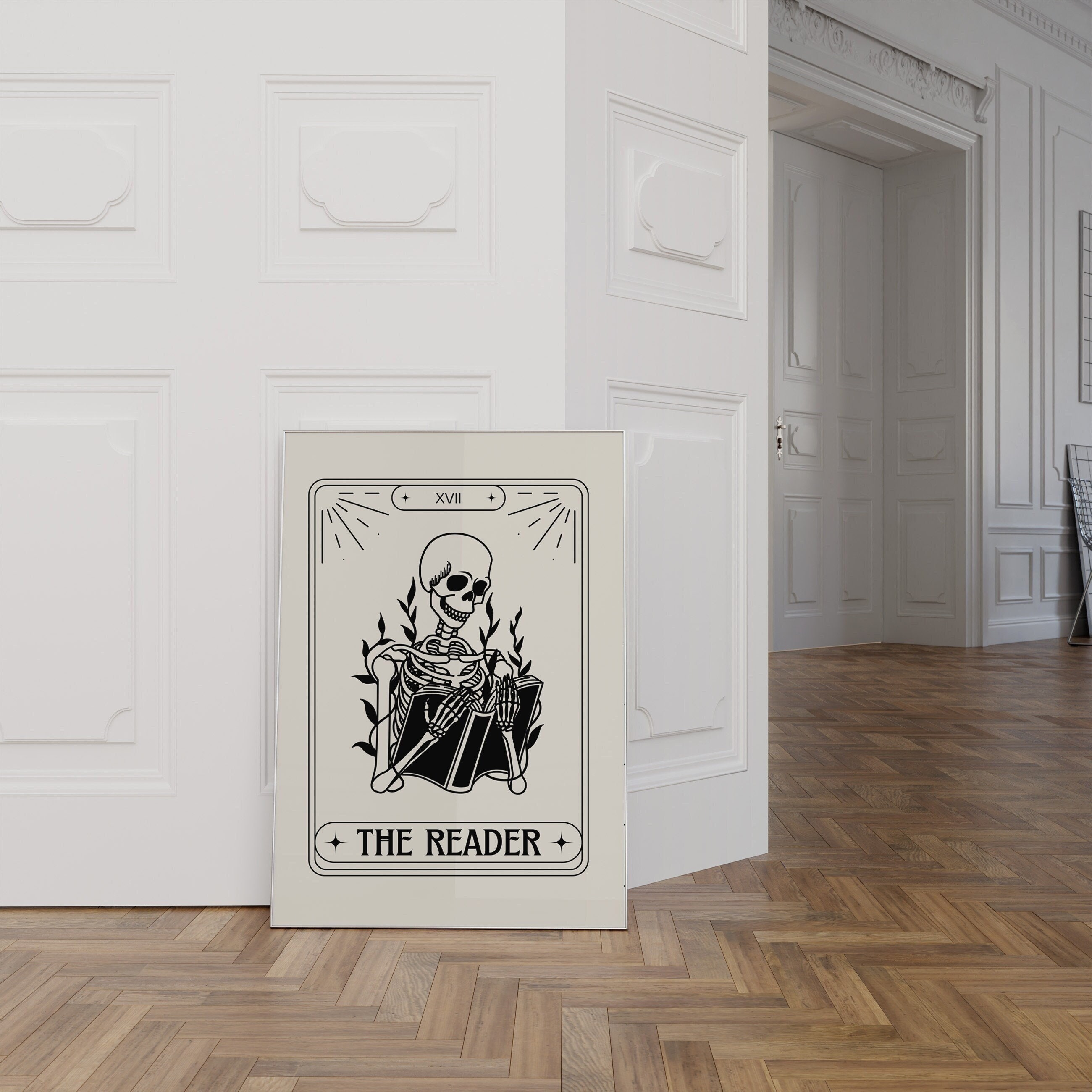 The Reader Tarot Card, Tarot Card Gift, Skeleton Art,printable Tarot ...