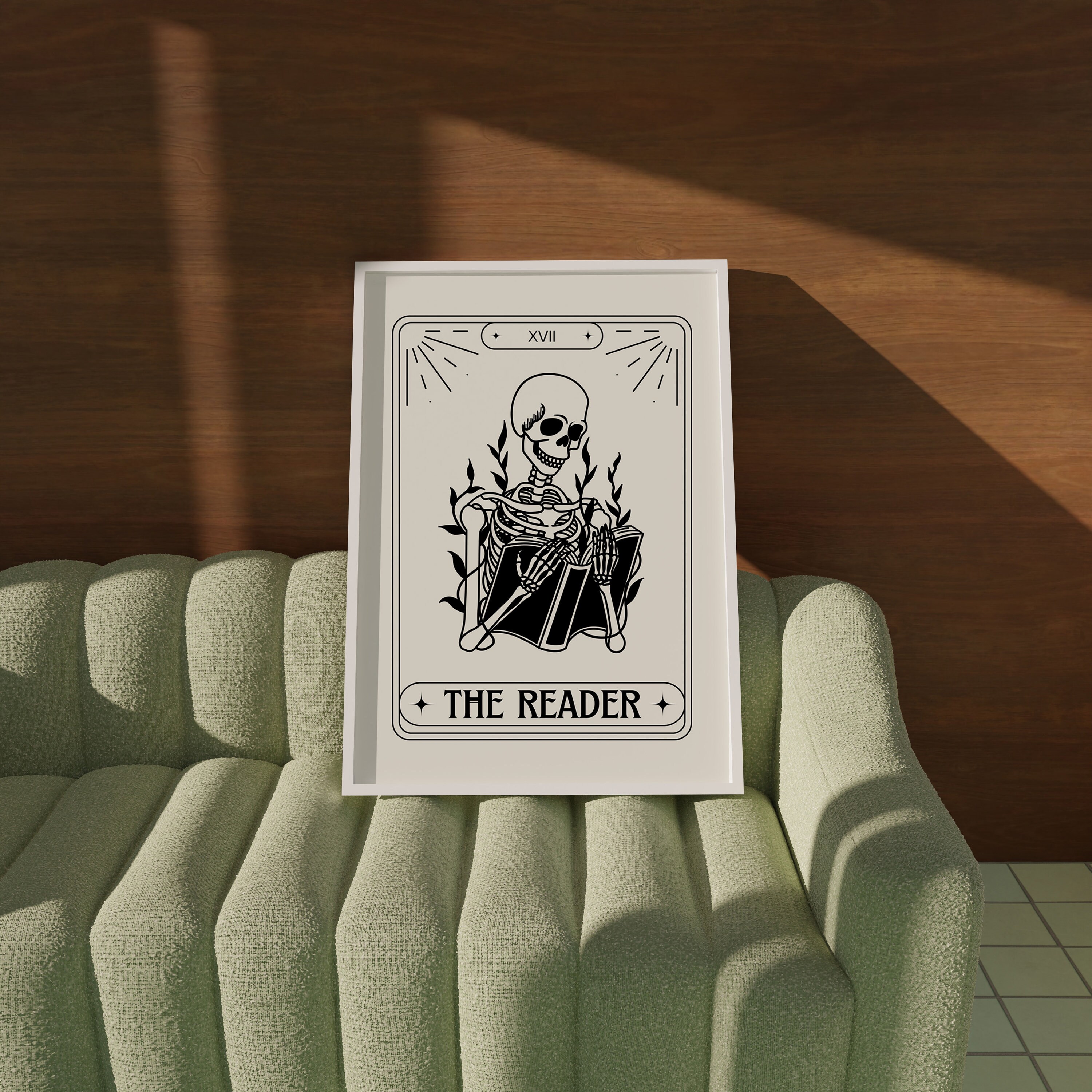 The Reader Tarot Card, Tarot Card Gift, Skeleton Art,printable Tarot ...