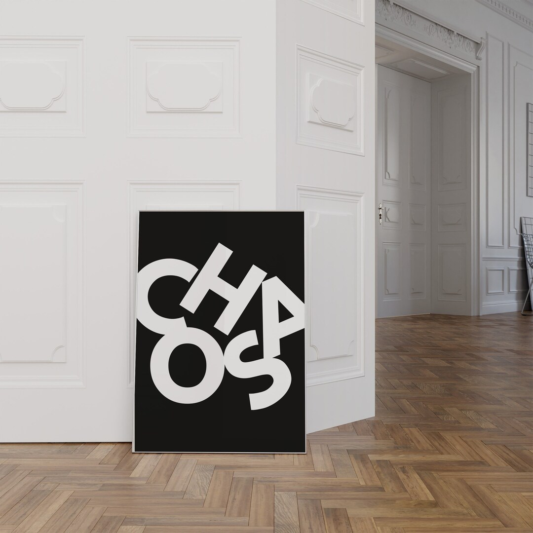 Chaos Print, Bold Print, Black and White, Typography Retro Poster ...