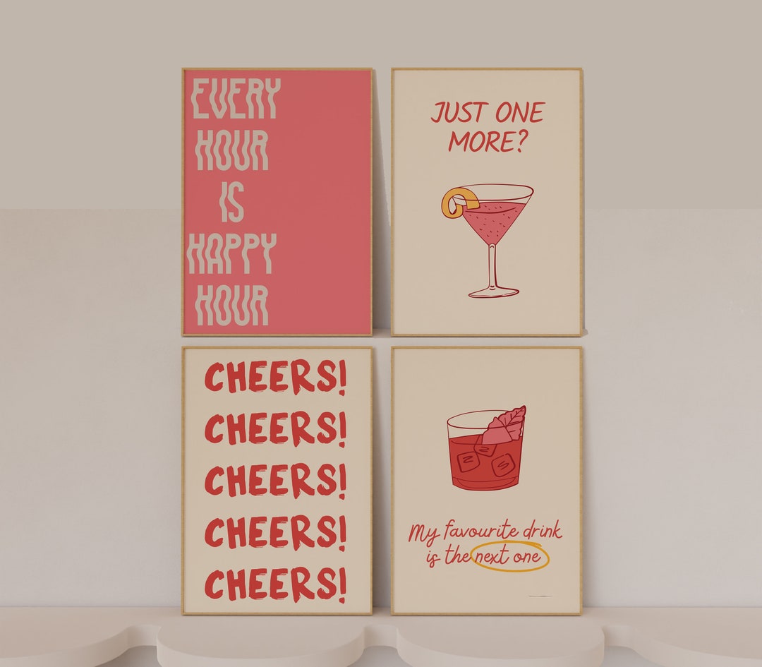 Trendy Bar Wall Decor, Home Decor Bar Cart, Cocktail Wall Art, Drinks ...