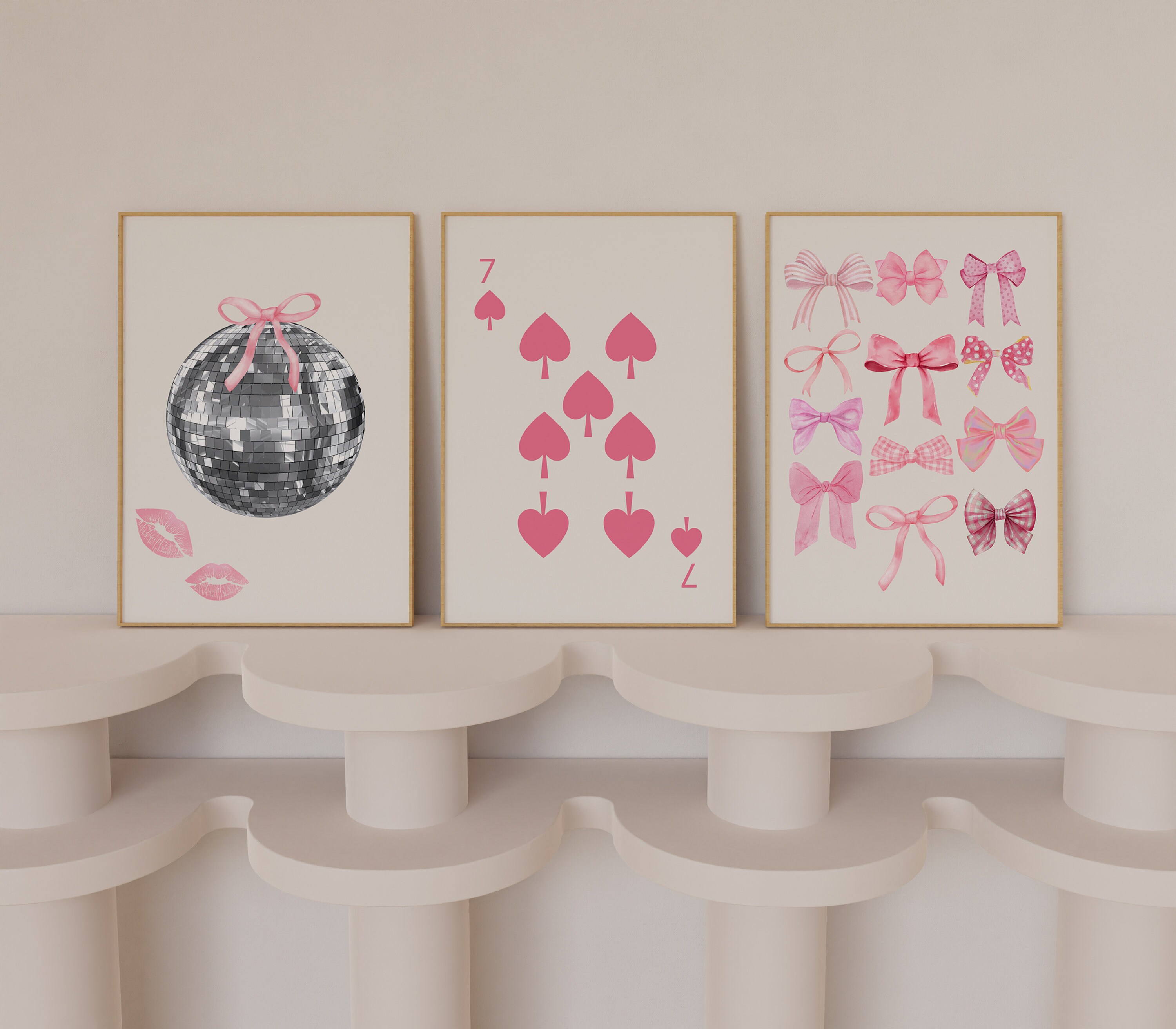 Pink Lucky You Poster Set, Pink Ace of Hearts Room Decor, Trendy Ace ...