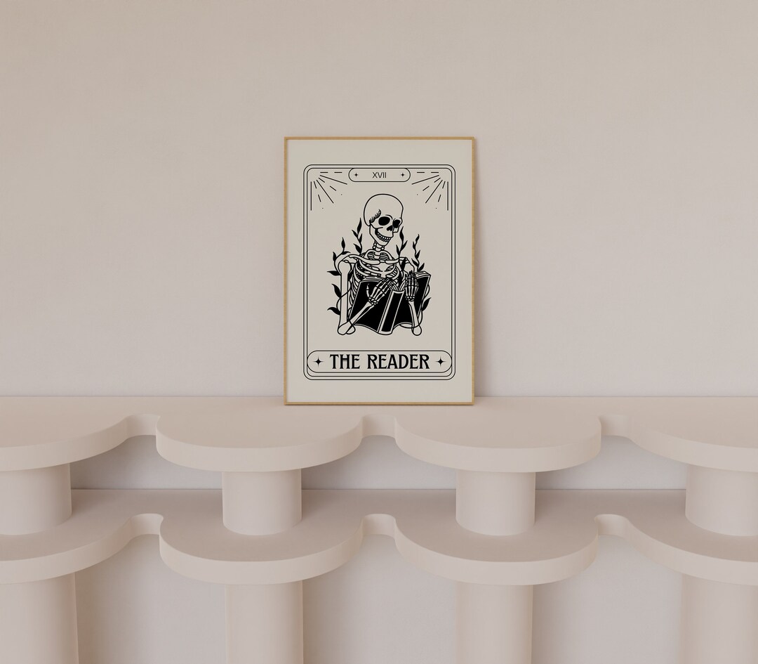 The Reader Tarot Card, Tarot Card Gift, Skeleton Art,printable Tarot ...