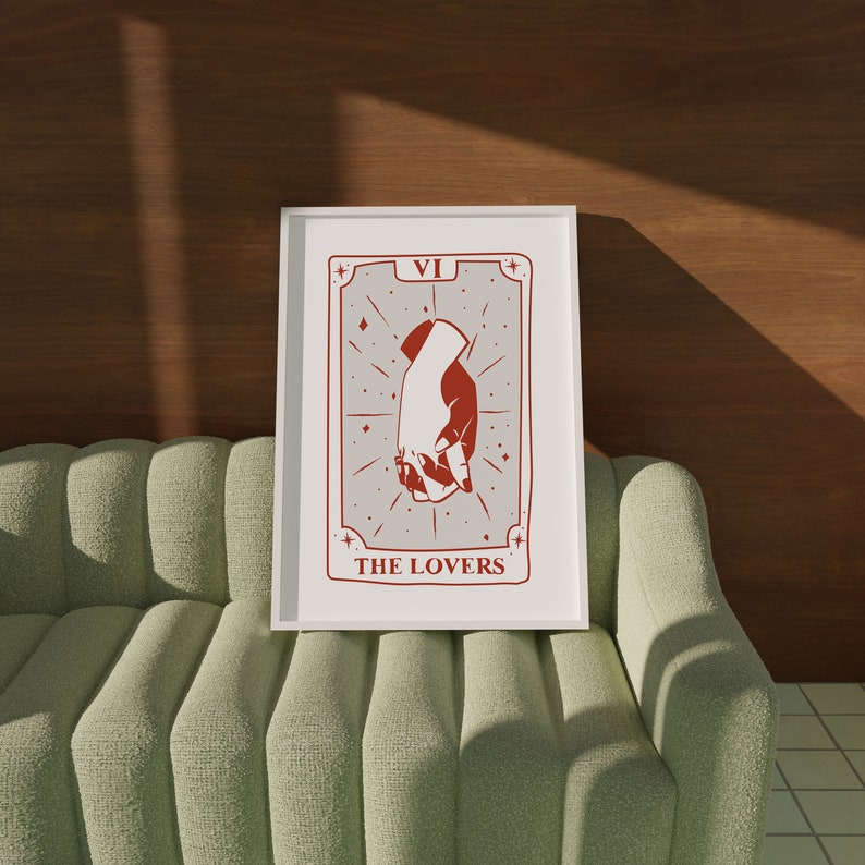 Tarot Card Print, the Lovers Tarot Poster, Love Tarot Print, Tarot Art ...