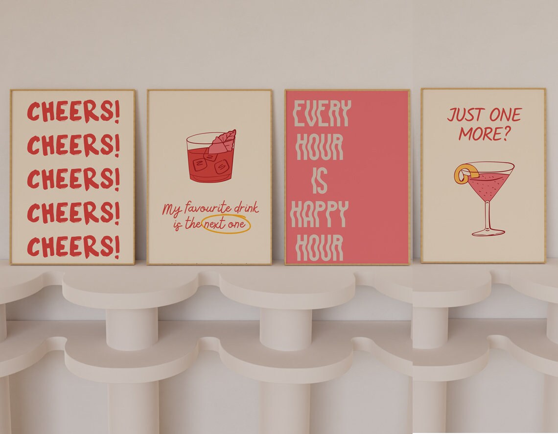 Trendy Bar Wall Decor, Home Decor Bar Cart, Cocktail Wall Art, Drinks ...