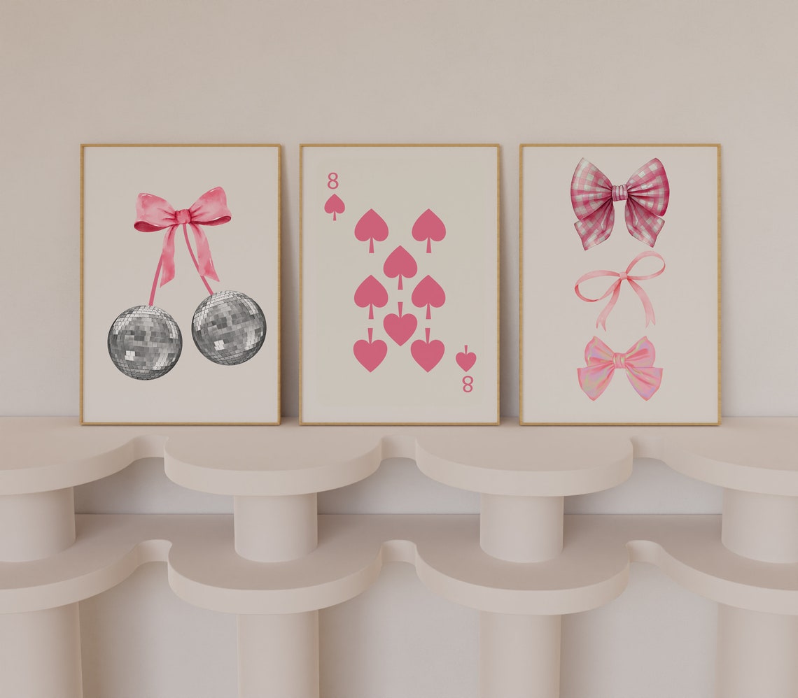 Pink Lucky You Poster Set, Pink Ace of Hearts Room Decor, Trendy Ace ...