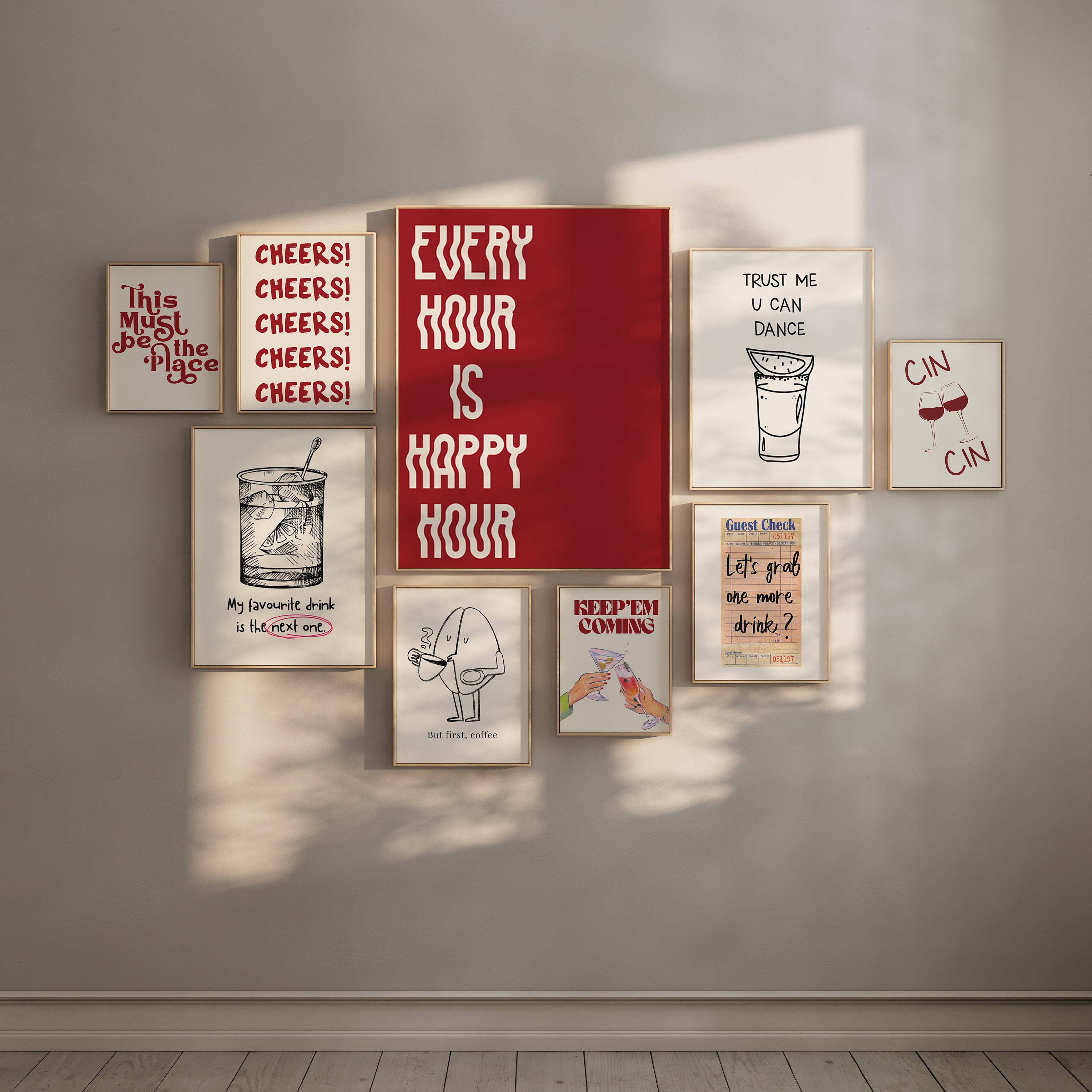 30 Print Poster Gallery Wall Set, Trendy Bar Cart Art, Yk2 Print Set ...