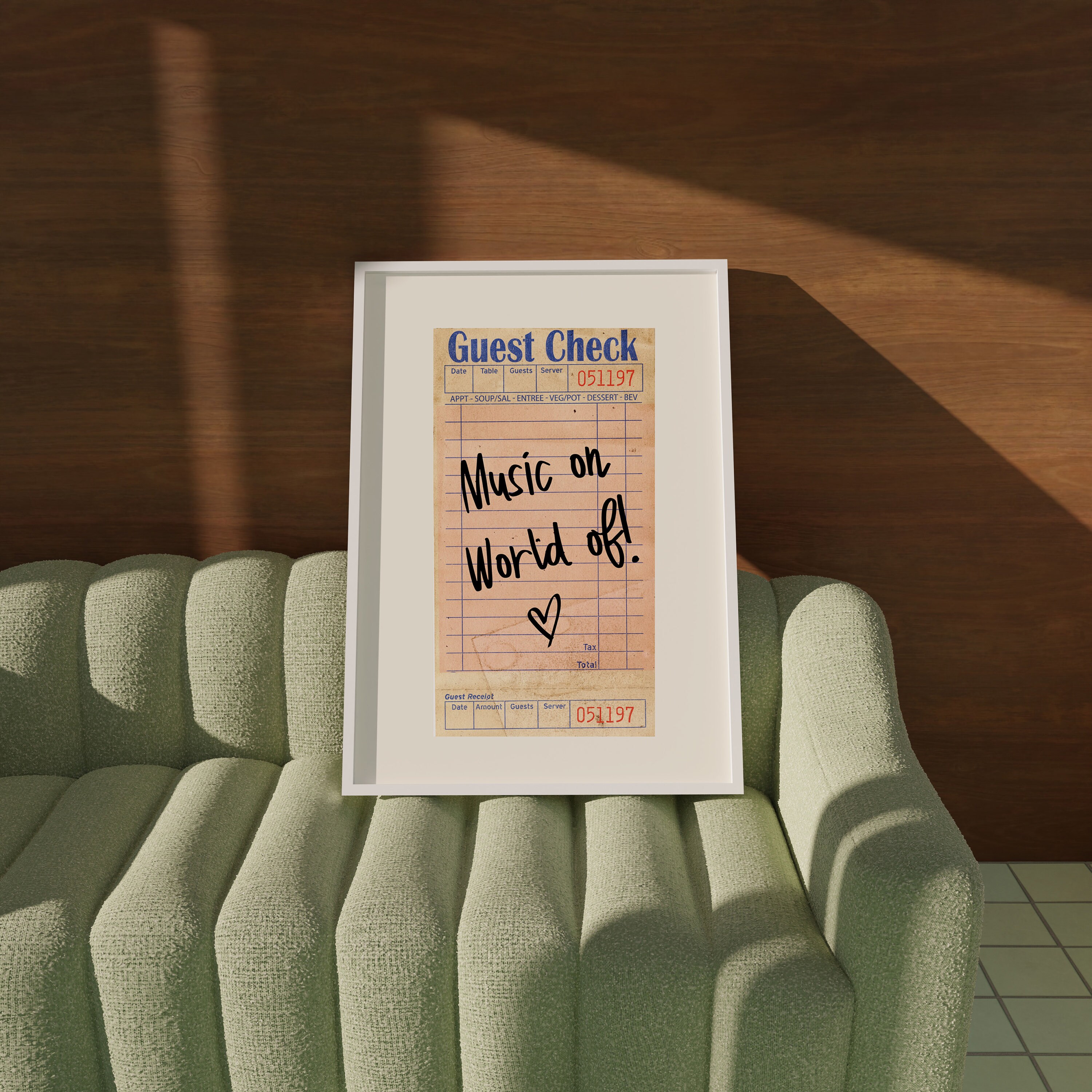 Guest Check Music Poster, Music on World Of, Music Room Decor, Music ...