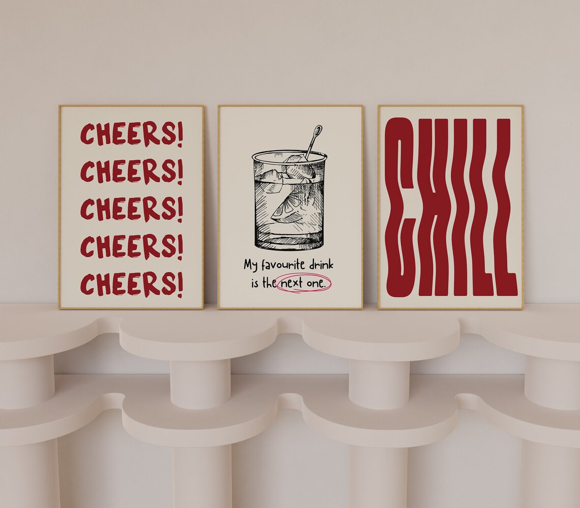 30 Print Poster Gallery Wall Set, Trendy Bar Cart Art, Yk2 Print Set ...