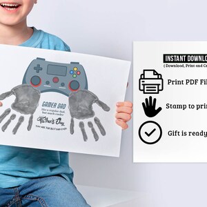 Gamer Dad Printable Handprint Art, Happy Father's Day Handprint Craft ...