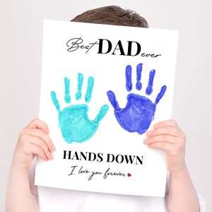 Best Dad Hands Down Printable Handprint Card for Preschool, DIY ...