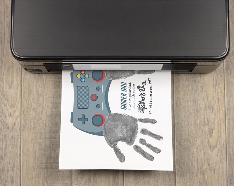 Gamer Dad Printable Handprint Art, Happy Father's Day Handprint Craft ...