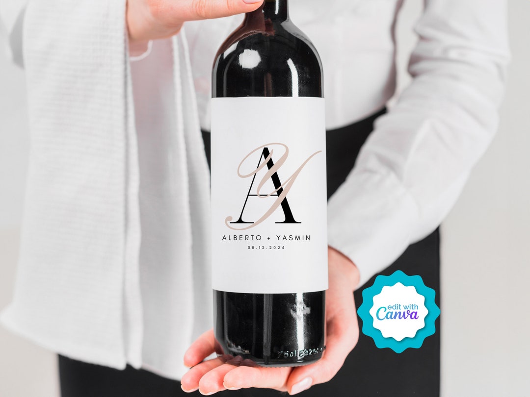 Printable Name Initial Wine Label Template, Personalised Name Wine ...