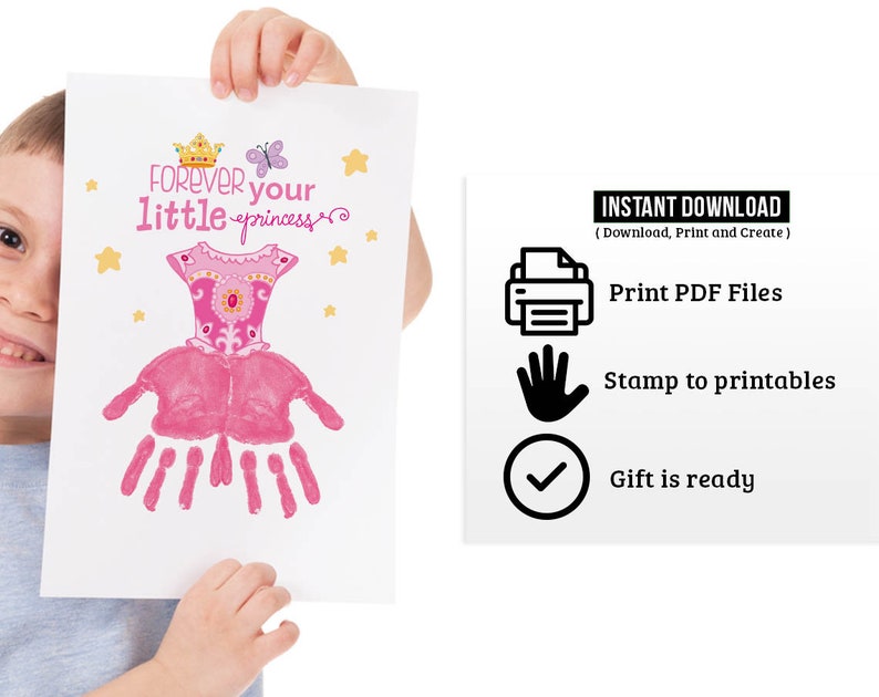 Printable Your Little Princess Handprint for Dad, Father's Day Gift ...