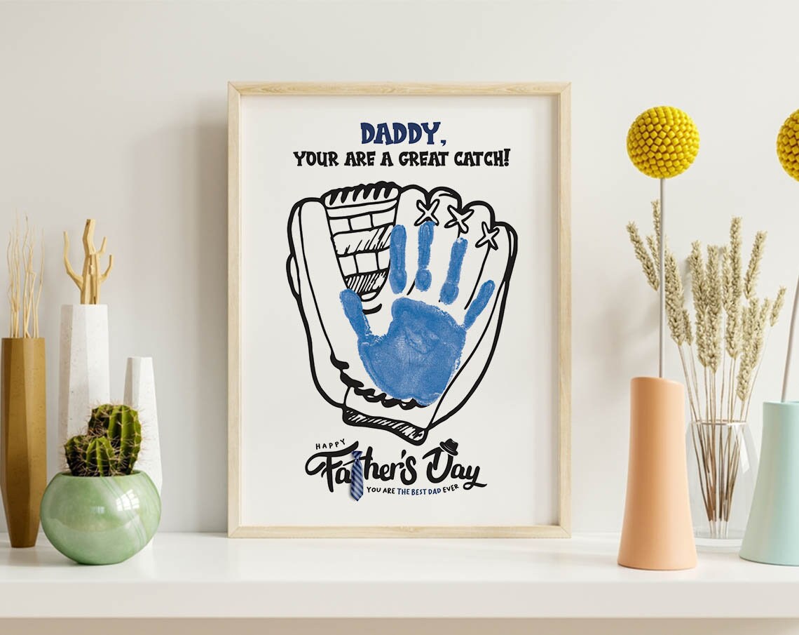 Baseball Handprint Art for Dad Father's Day Great Catch - Etsy