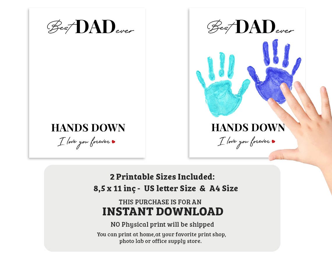 Best Dad Hands Down Printable Handprint Card for Preschool - Etsy