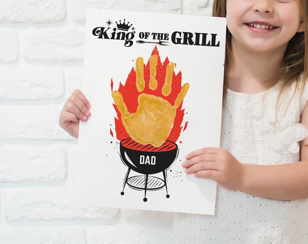 Dad King of the Grill Handprint Art for Father's Day, Printable BBQ ...
