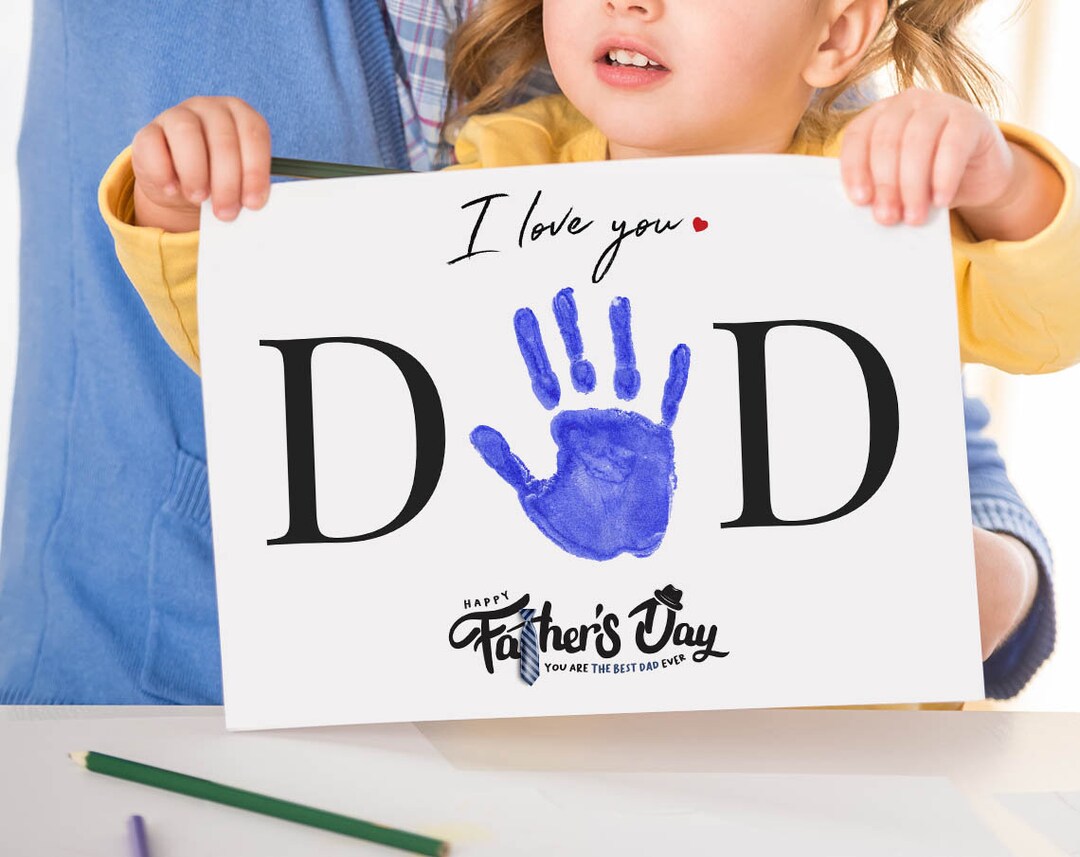 Printable Handprint Art for Father’s Day Gift, DAD Handprint Art Craft ...