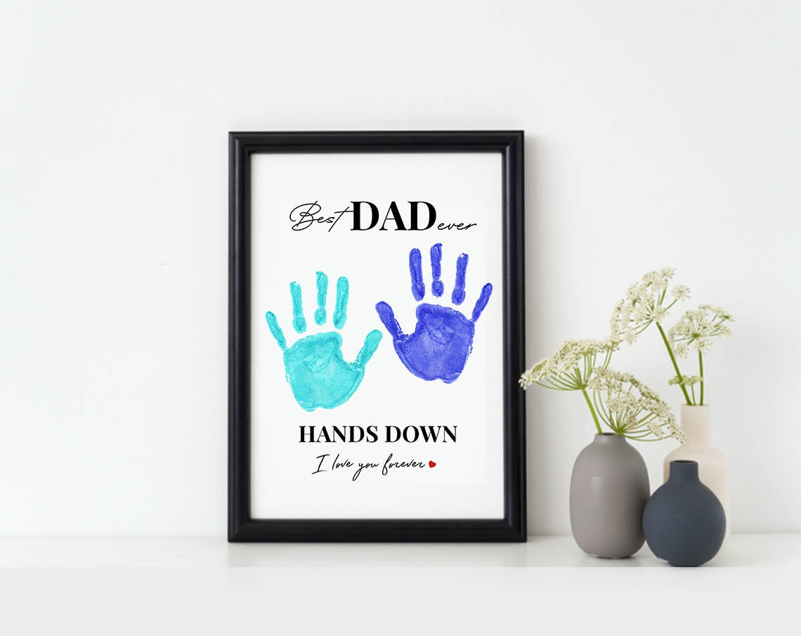 Best Dad Hands Down Printable Handprint Card for Preschool - Etsy