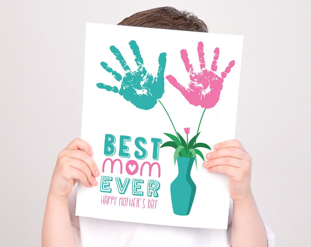 Best Mom Ever Keepsake Handprint Memory Craft, Printable Handprint Art ...