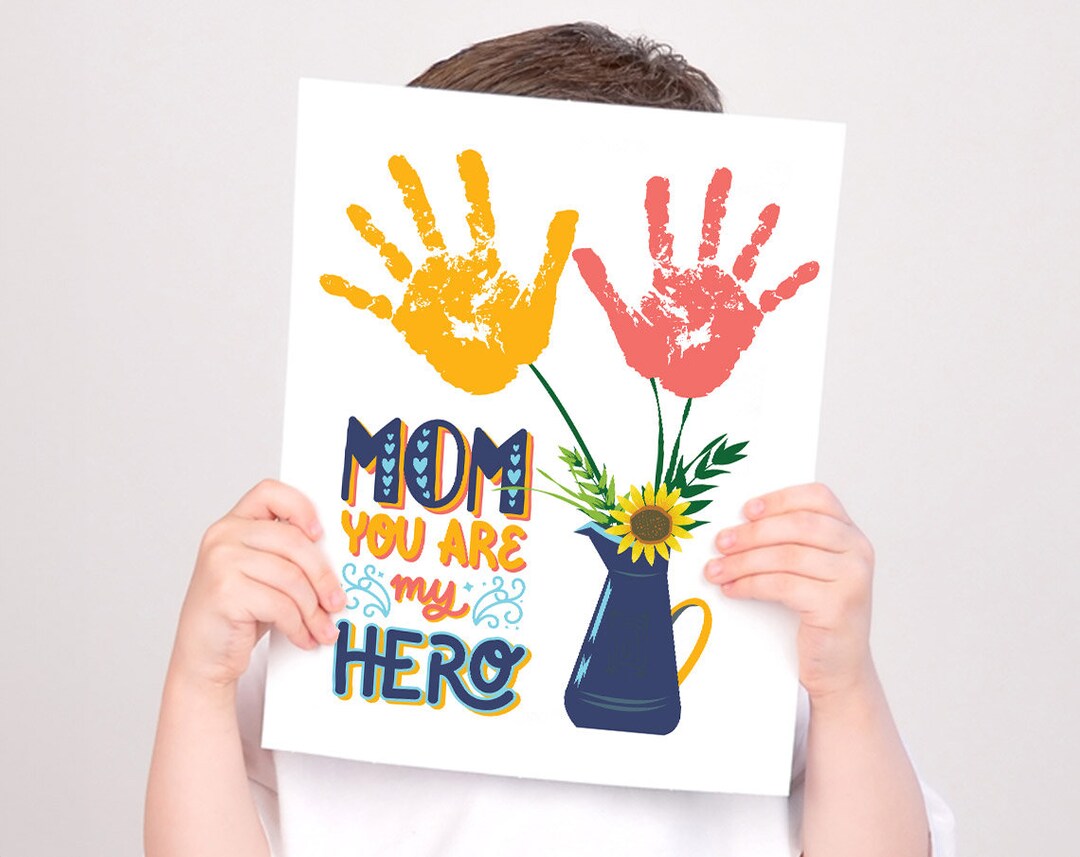 You Are My Hero Mother's Day Handprint Gift, Handprint Mother’s Day ...