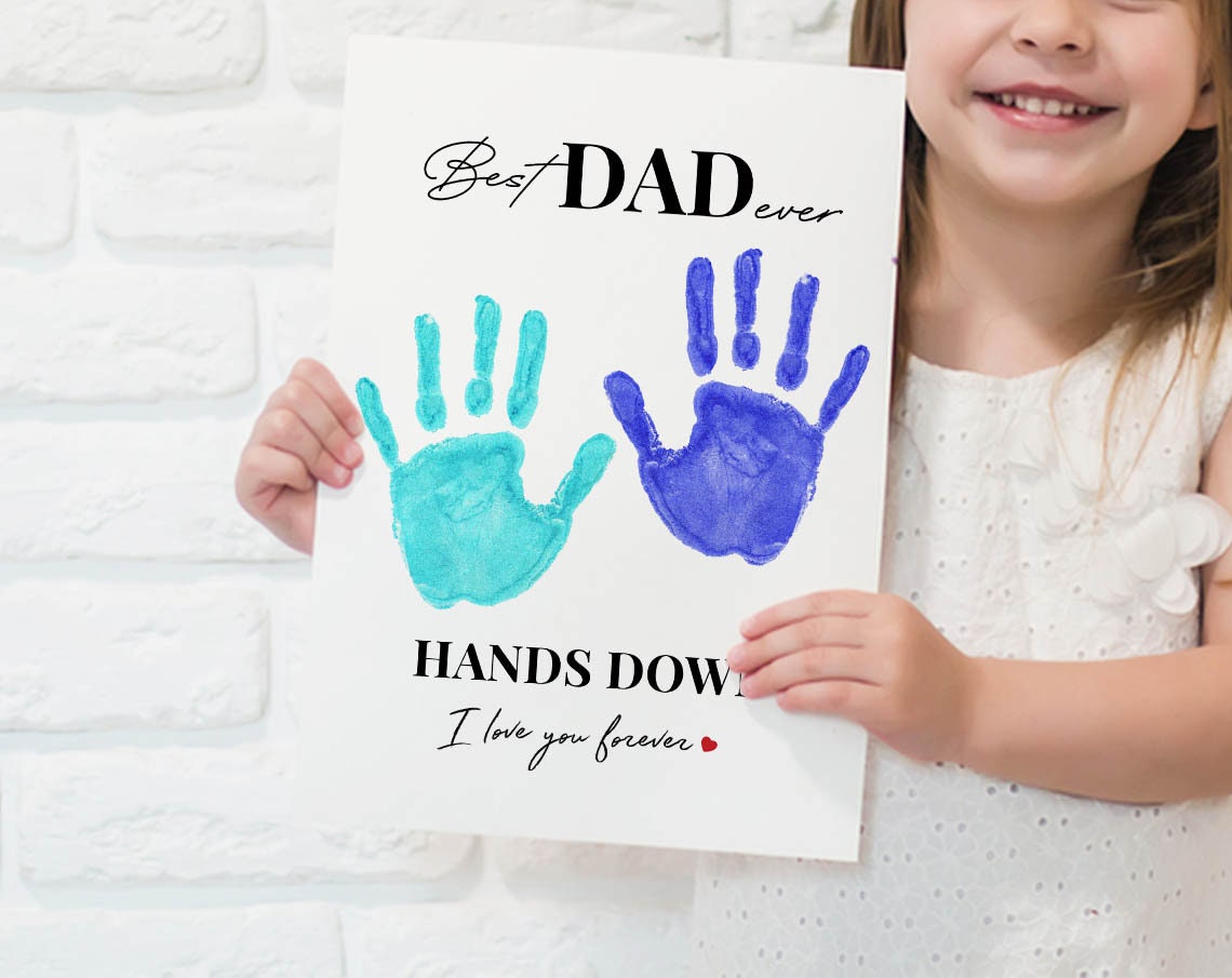 Best Dad Hands Down Printable Handprint Card for Preschool - Etsy