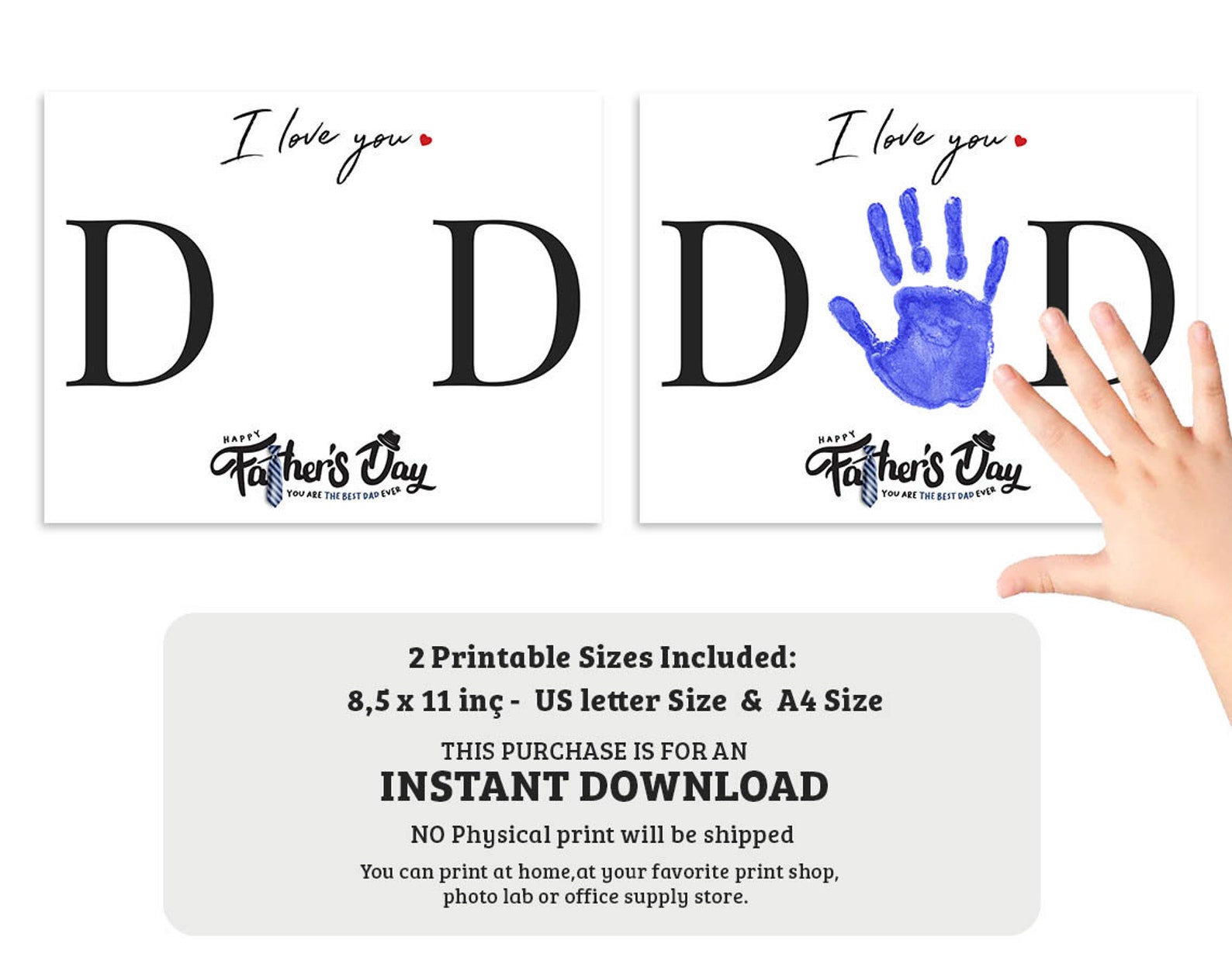 Printable Handprint Art for Fathers Day Gift DAD Handprint | Etsy
