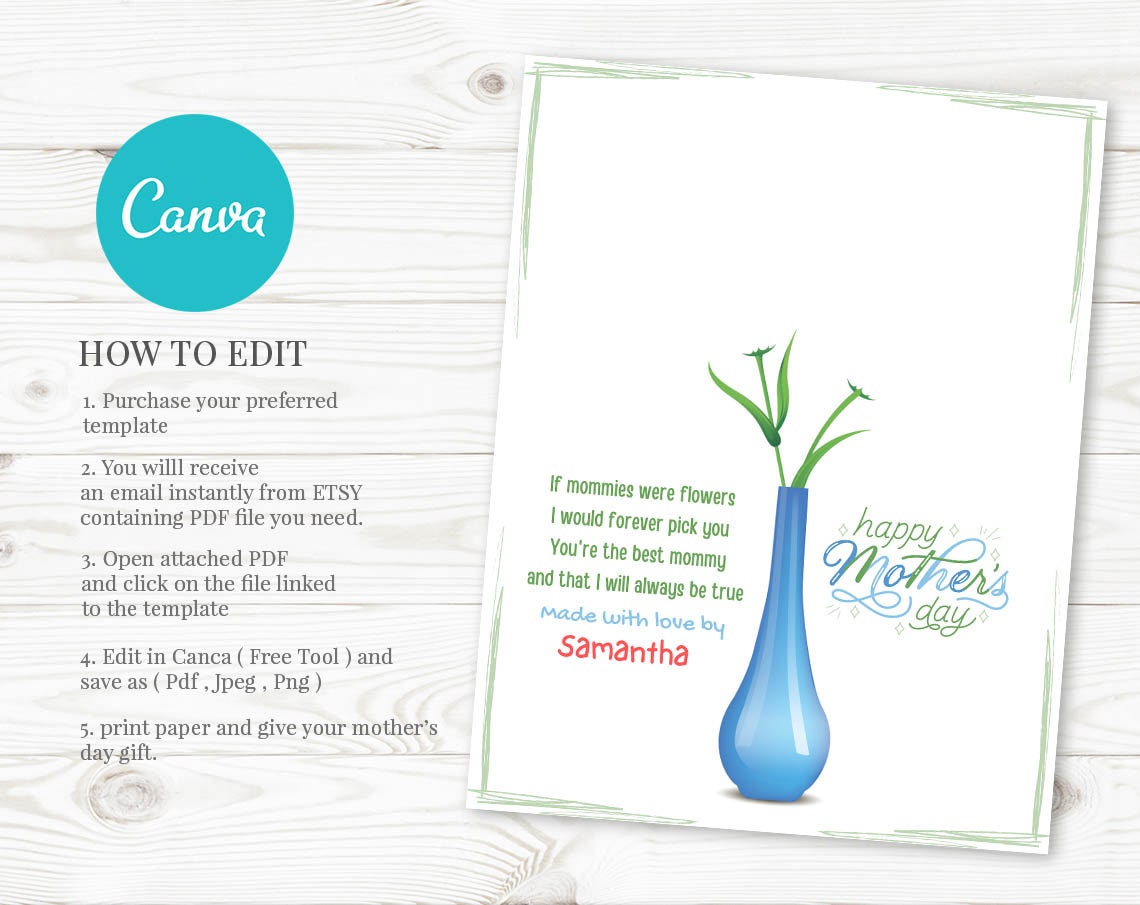 Printable Handprint Crafts for Mother's Day Gift Editable | Etsy