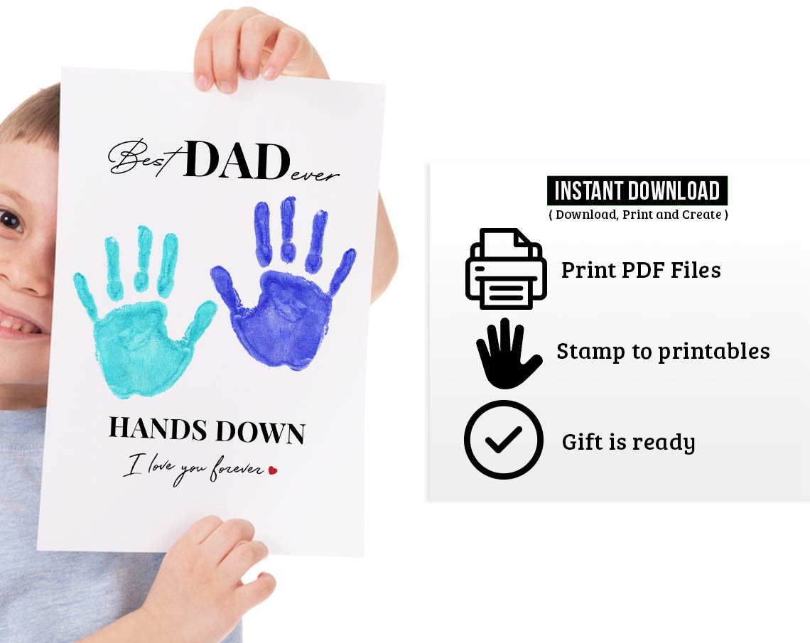 Best Dad Hands Down Printable Handprint Card for Preschool - Etsy
